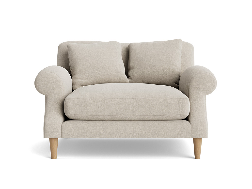 Crumpet Love Seat in Thatch House Fabric