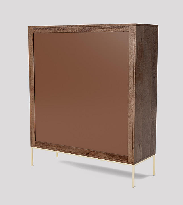 Banner Deco Cabinet, Mid-Century Style in Mango Wood & Antique Brass ...