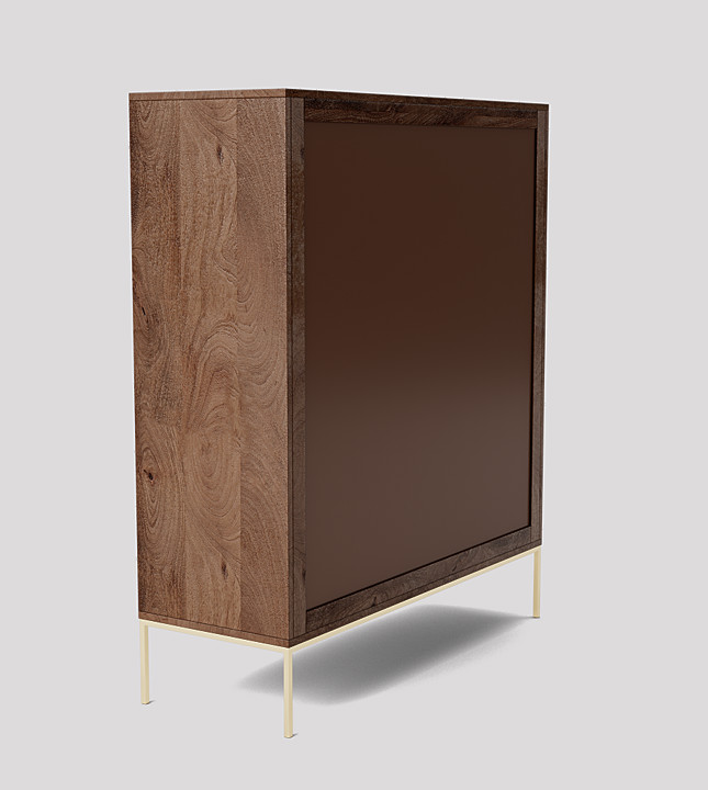 Banner Deco Cabinet, Mid-Century Style in Mango Wood & Antique Brass ...
