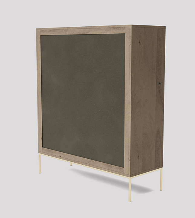 Banner Cabinet in Sandblasted Grey Mango Wood & Brass | Swoon