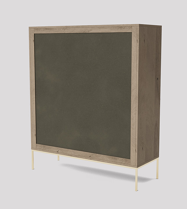 Banner Cabinet in Sandblasted Grey Mango Wood & Brass | Swoon