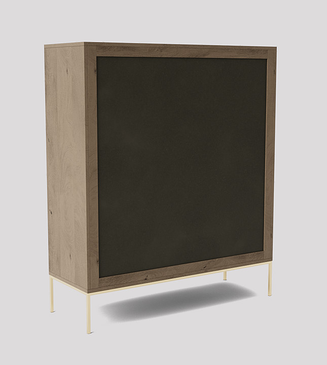 Banner Cabinet in Sandblasted Grey Mango Wood & Brass | Swoon