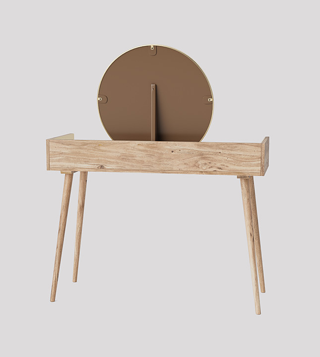 Fresco Mid-Century Style Dressing Table in Mango Wood & Brass | Swoon