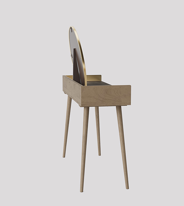 Fresco Mid-Century Style Dressing Table in Sandblasted Grey & Brass | Swoon