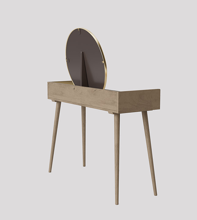 Fresco Mid-Century Style Dressing Table in Sandblasted Grey & Brass | Swoon
