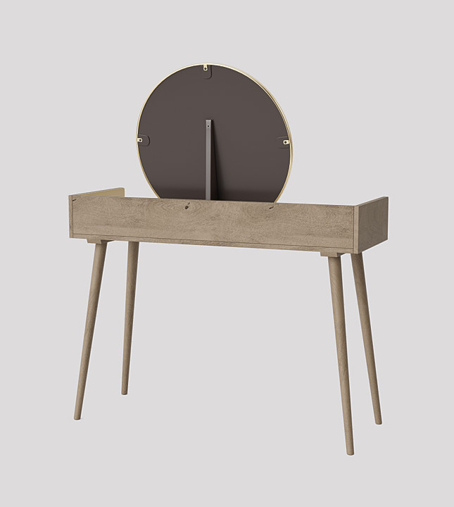 Fresco Mid-Century Style Dressing Table in Sandblasted Grey & Brass | Swoon