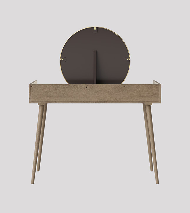 Fresco Mid-Century Style Dressing Table in Sandblasted Grey & Brass | Swoon