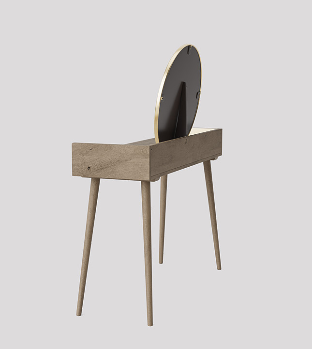 Fresco Mid-Century Style Dressing Table in Sandblasted Grey & Brass | Swoon