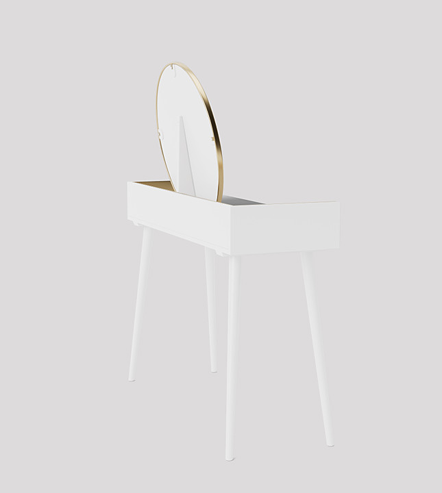 Fresco Mid-Century Style Dressing Table in White & Brass | Swoon