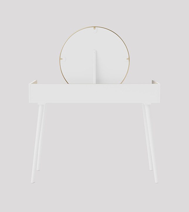 Fresco Mid-Century Style Dressing Table in White & Brass | Swoon