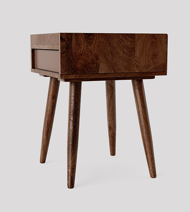 Fresco Scandi Style Side Table in Acacia & Brass | Swoon
