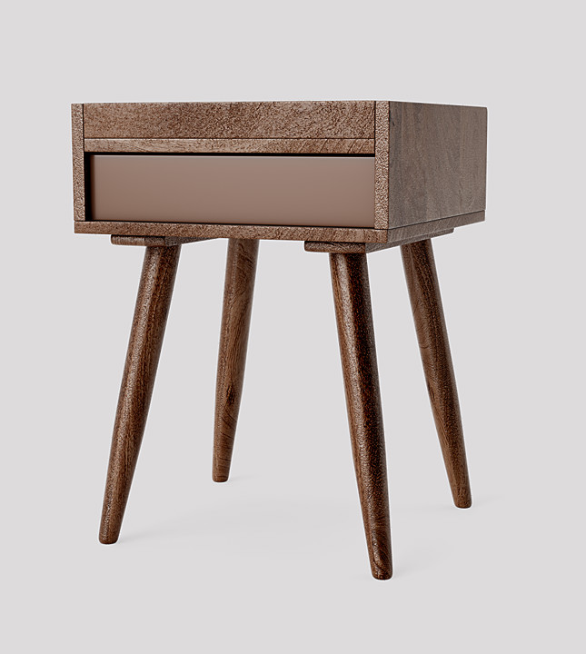 Fresco Scandi Style Side Table in Acacia & Brass | Swoon