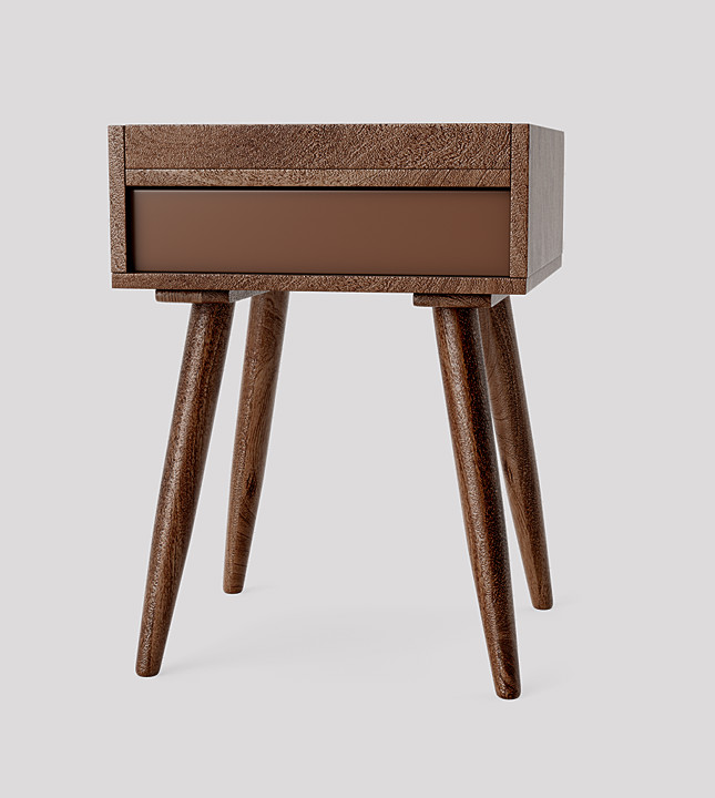 Fresco Scandi Style Side Table in Acacia & Brass | Swoon