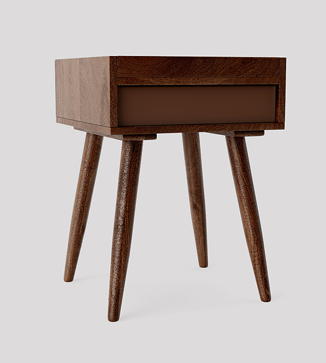 Fresco Scandi Style Side Table in Acacia & Brass | Swoon