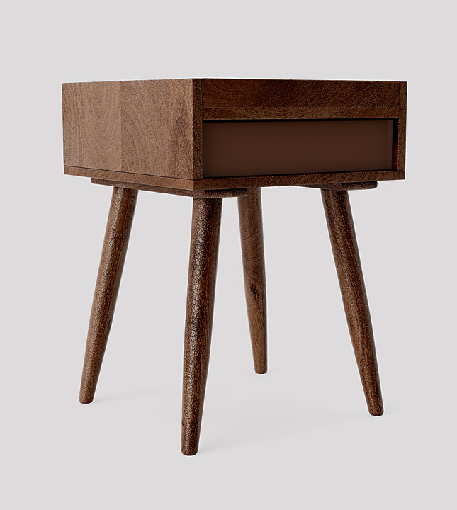 Fresco Scandi Style Side Table in Acacia & Brass | Swoon