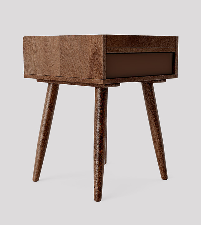 Fresco Scandi Style Side Table in Acacia & Brass | Swoon