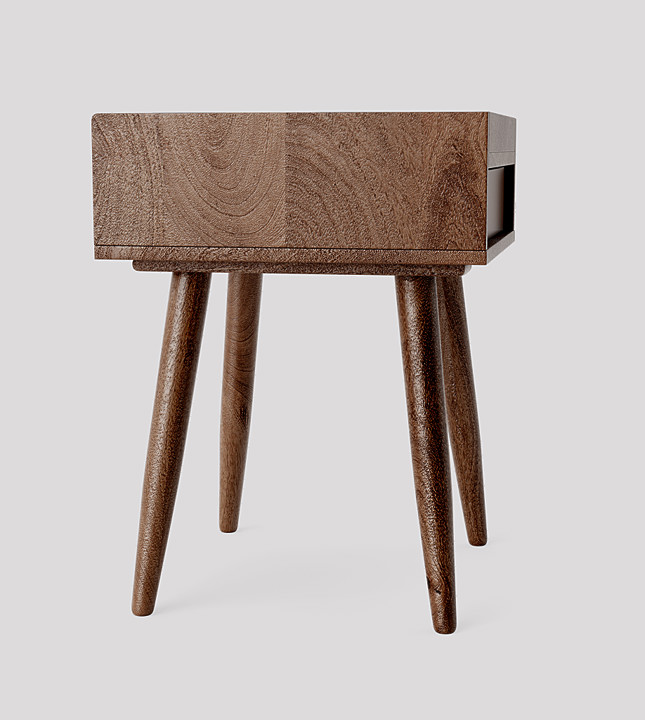 Fresco Scandi Style Side Table in Acacia & Brass | Swoon