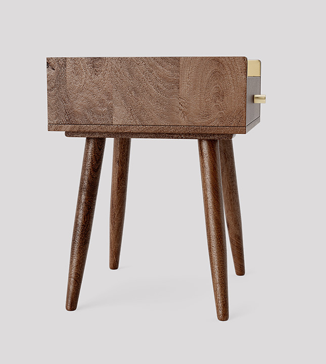 Fresco Scandi Style Side Table in Acacia & Brass | Swoon