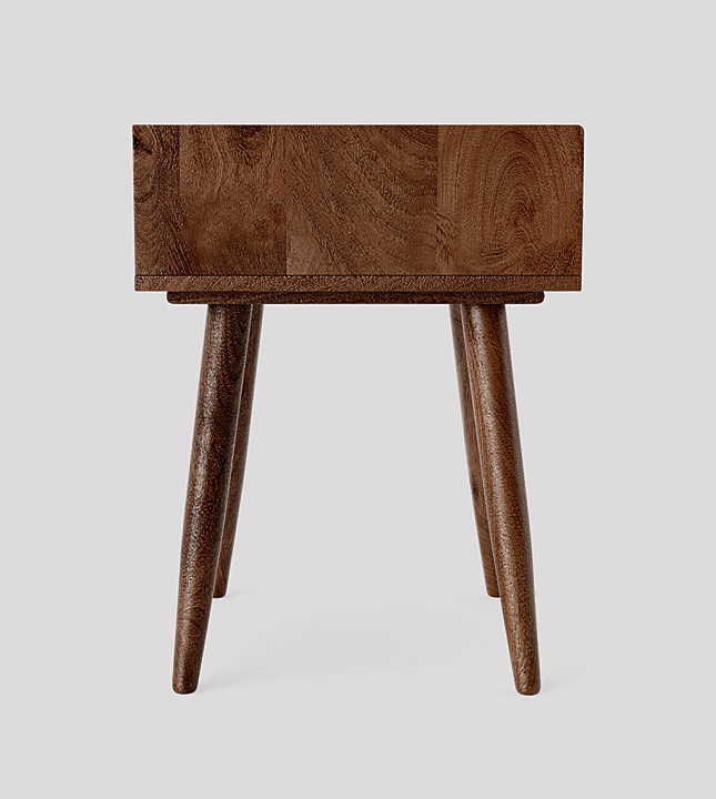 Fresco Scandi Style Side Table in Acacia & Brass | Swoon
