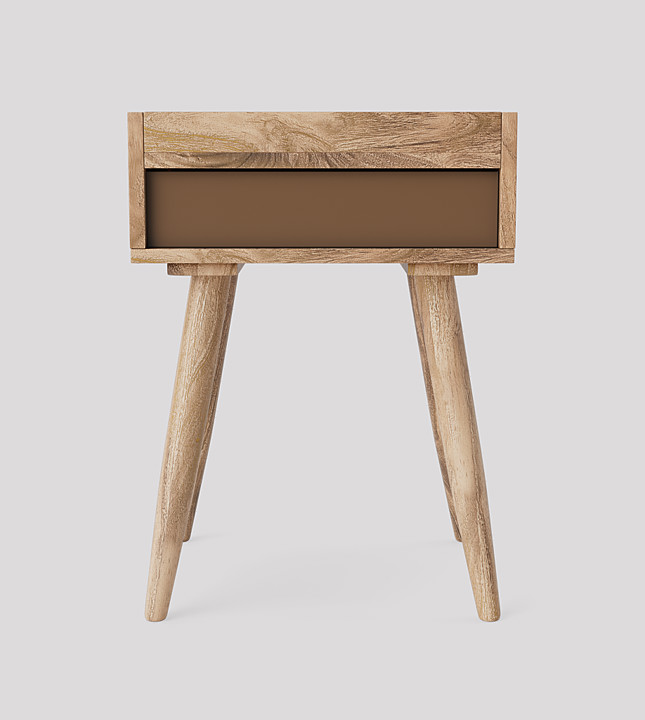 Fresco Scandi Style Side Table in Natural Oak & Brass | Swoon