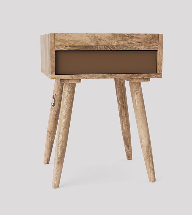 Fresco Scandi Style Side Table in Natural Oak & Brass | Swoon