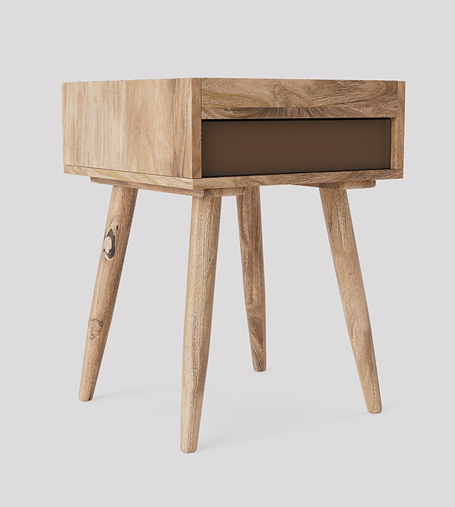 Fresco Scandi Style Side Table in Natural Oak & Brass | Swoon