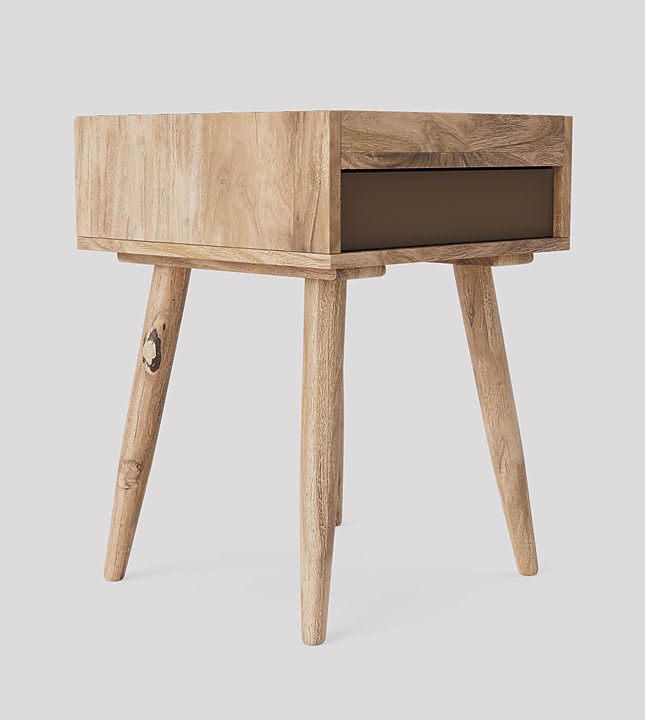Fresco Scandi Style Side Table in Natural Oak & Brass | Swoon