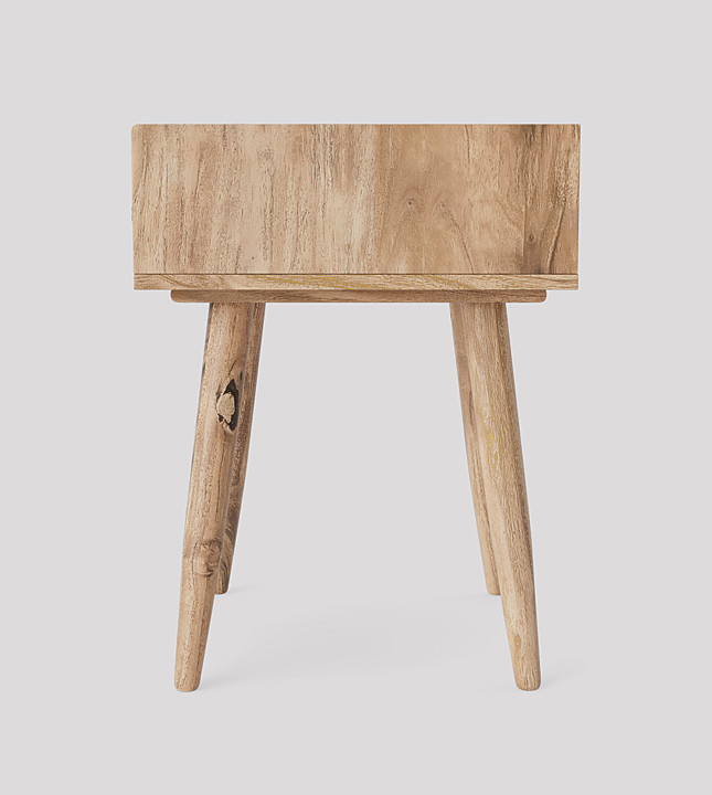 Fresco Scandi Style Side Table in Natural Oak & Brass | Swoon