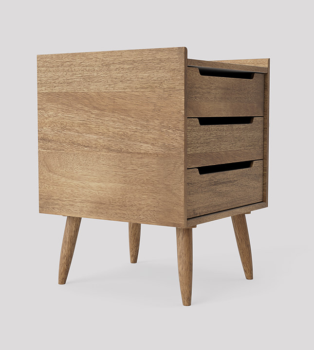 Southwark Scandi Style Bedside Table with Three Drawers in Natural Oak ...