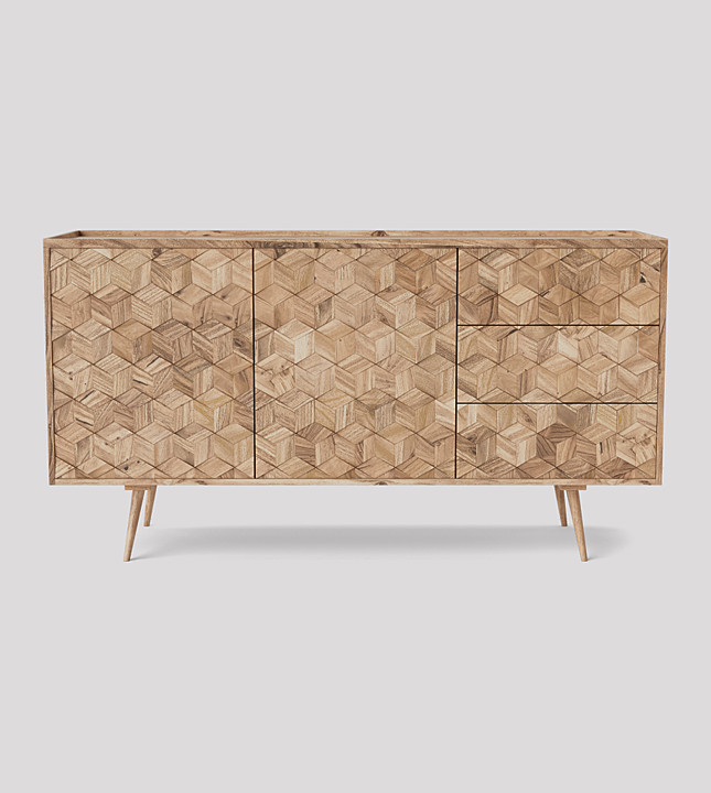 Terning Sideboard, Mid-Century Style in Natural Mango Wood | Swoon