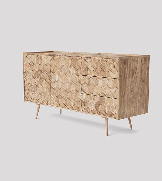 Terning Sideboard, Mid-Century Style in Natural Mango Wood | Swoon