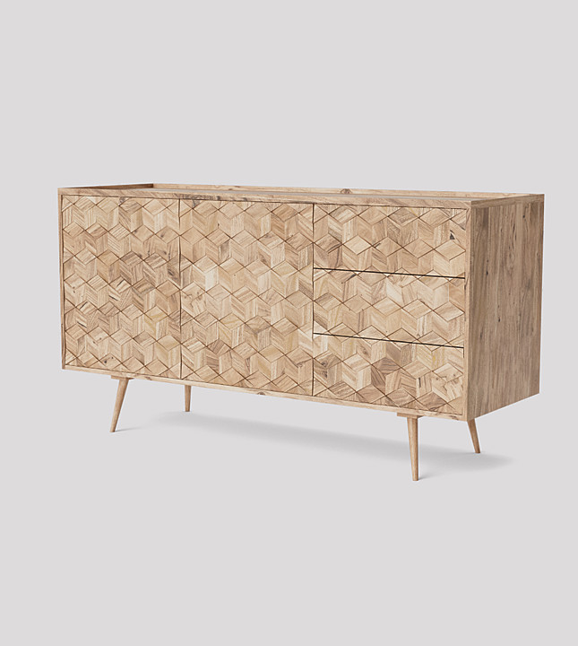 Terning Sideboard, Mid-Century Style in Natural Mango Wood | Swoon