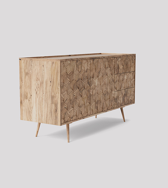 Terning Sideboard, Mid-Century Style in Natural Mango Wood | Swoon