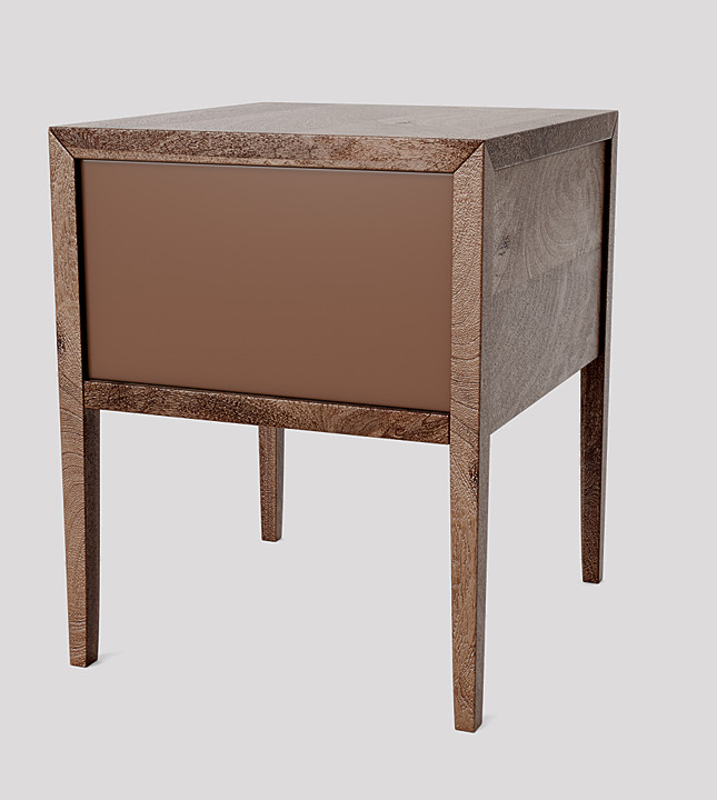 Valente Bedside Table, Deco Style in Dark Mango Wood | Swoon