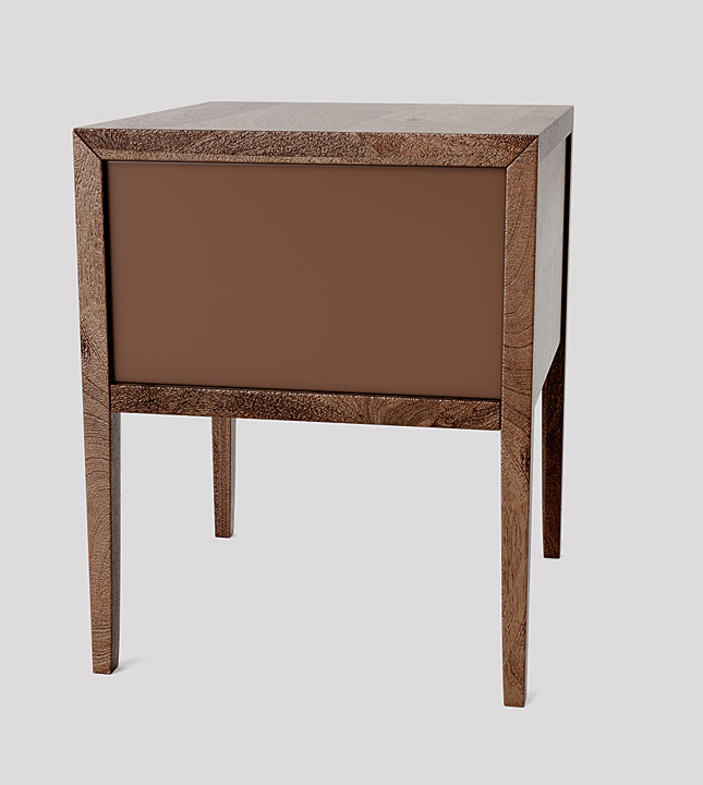 Valente Bedside Table, Deco Style in Dark Mango Wood | Swoon