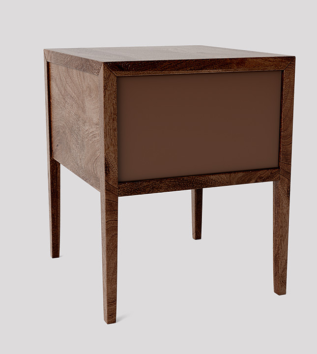 Valente Bedside Table, Deco Style in Dark Mango Wood | Swoon