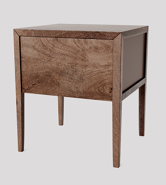 Valente Bedside Table, Deco Style in Dark Mango Wood | Swoon