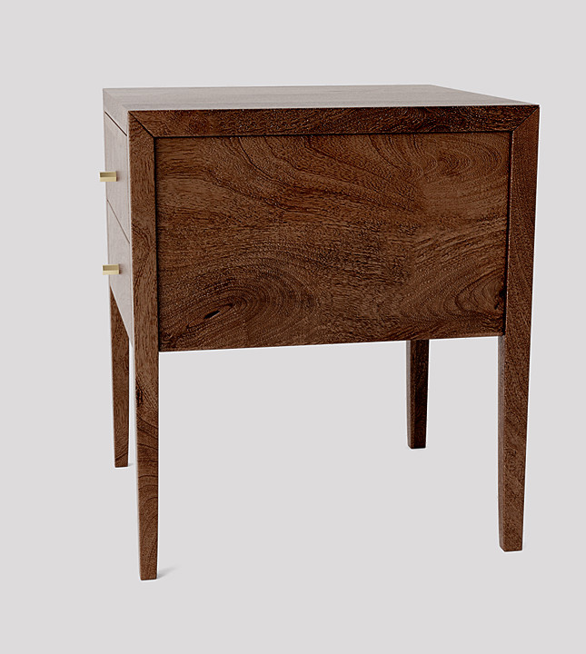 Valente Bedside Table, Deco Style in Dark Mango Wood | Swoon