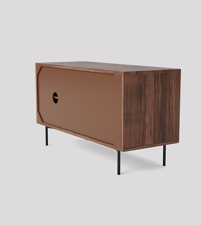 Weaving Scandi Style Small TV Stand in Acacia & Black Steel | Swoon