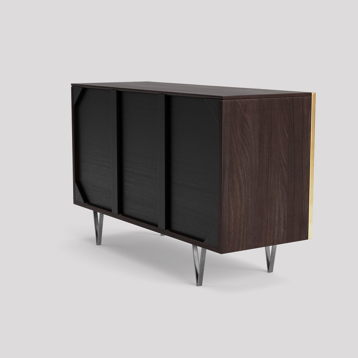 Ziggy Contemporary Sideboard in Brass & Dark Mango Wood | Swoon